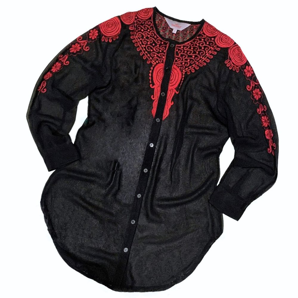 King Ranch Western Sheer Embroidered Tunic Top || Lar… - Gem